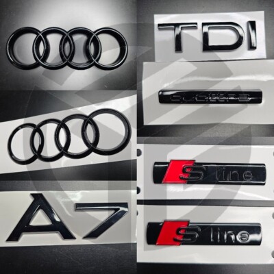 Audi A7 2012-2015 Gloss Black Badges GRILLE/BOOT/FENDER SET S-LINE/TDI ...