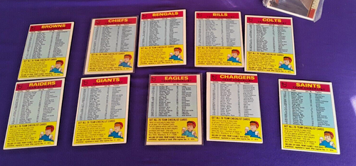 1974 topps team checklist 10 exmt or better no ink/crease raider saints ...