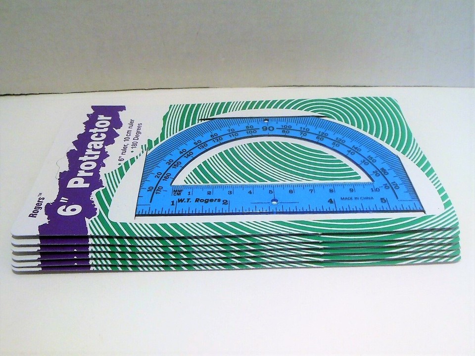 6 NEW Protractors 6 Inch Plastic Rogers Student Homeschooling Study ...