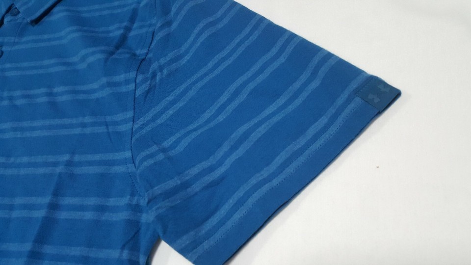 Under Armour Mens Casual / Golf Shirt 1323455-417 stripe blue Size ...