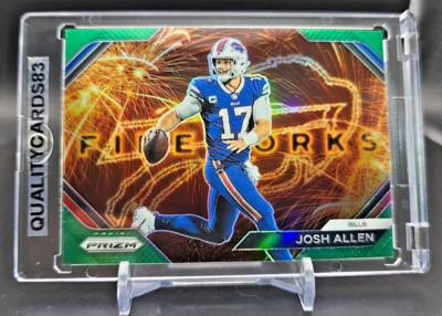JOSH ALLEN GREEN RAINBOW HOLO FOIL PRIZM INSERT WITH CASE NFL BUFFALO ...