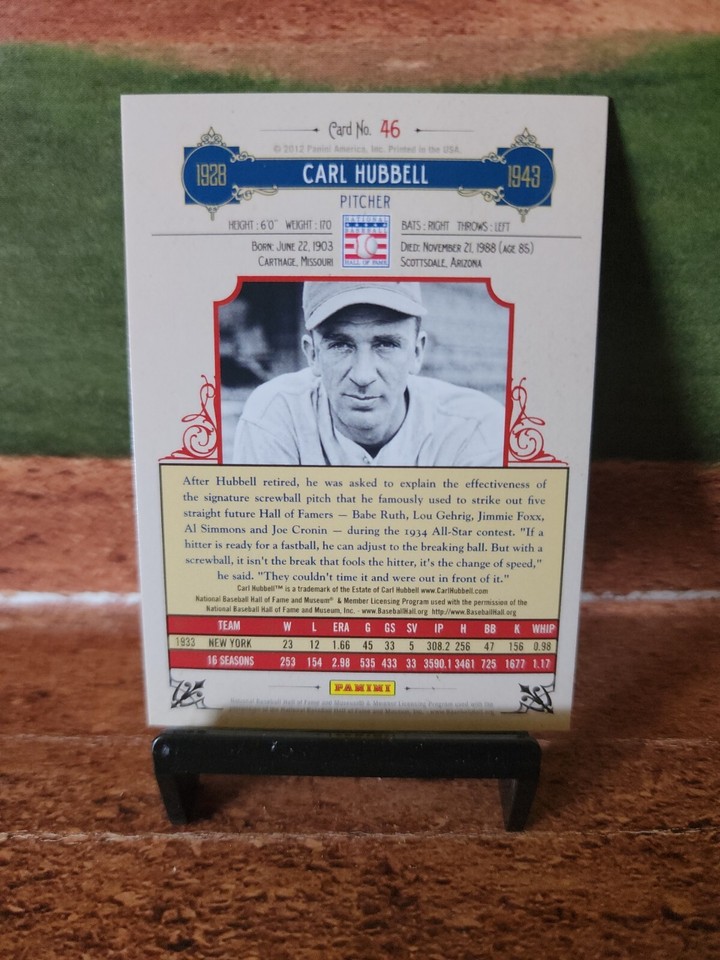 2012 Panini Cooperstown Crystal Collection 🔥#'d /299 Carl Hubbell #46 ...