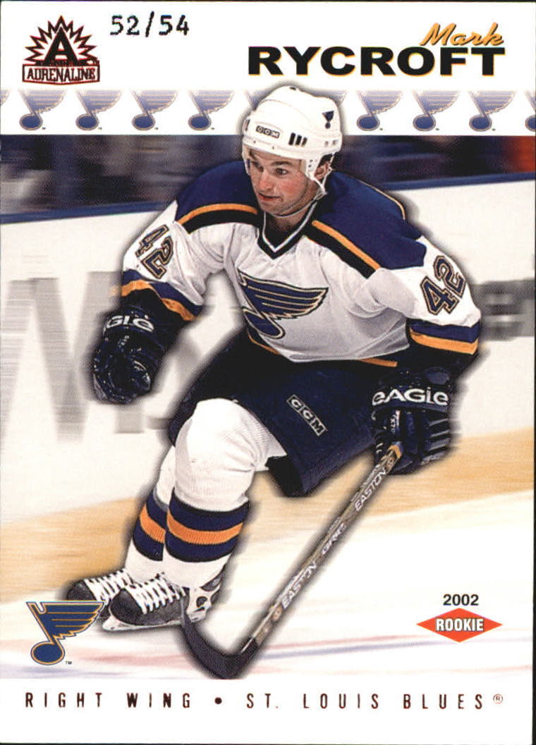 2001-02 Pacific Adrenaline - Red #222 Mark Rycroft /54 (RC) for sale ...