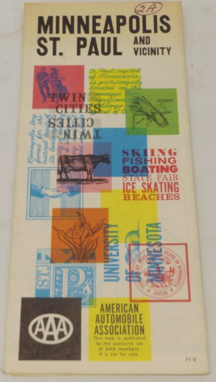 1971 AAA AUTO CLUB Road Map MINNEAPOLIS ST. PAUL & Vicinity Minnesota ...