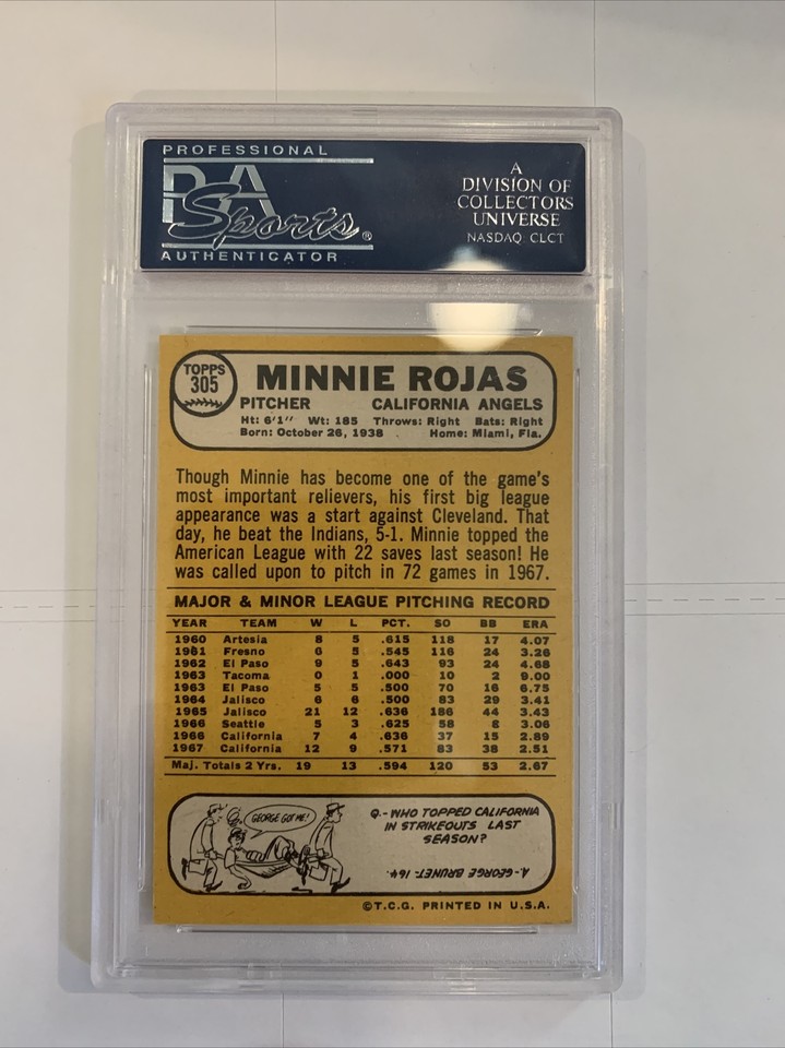 1968 TOPPS #305 MINNIE ROJAS Angels PSA 8 Graded LA Angels | eBay