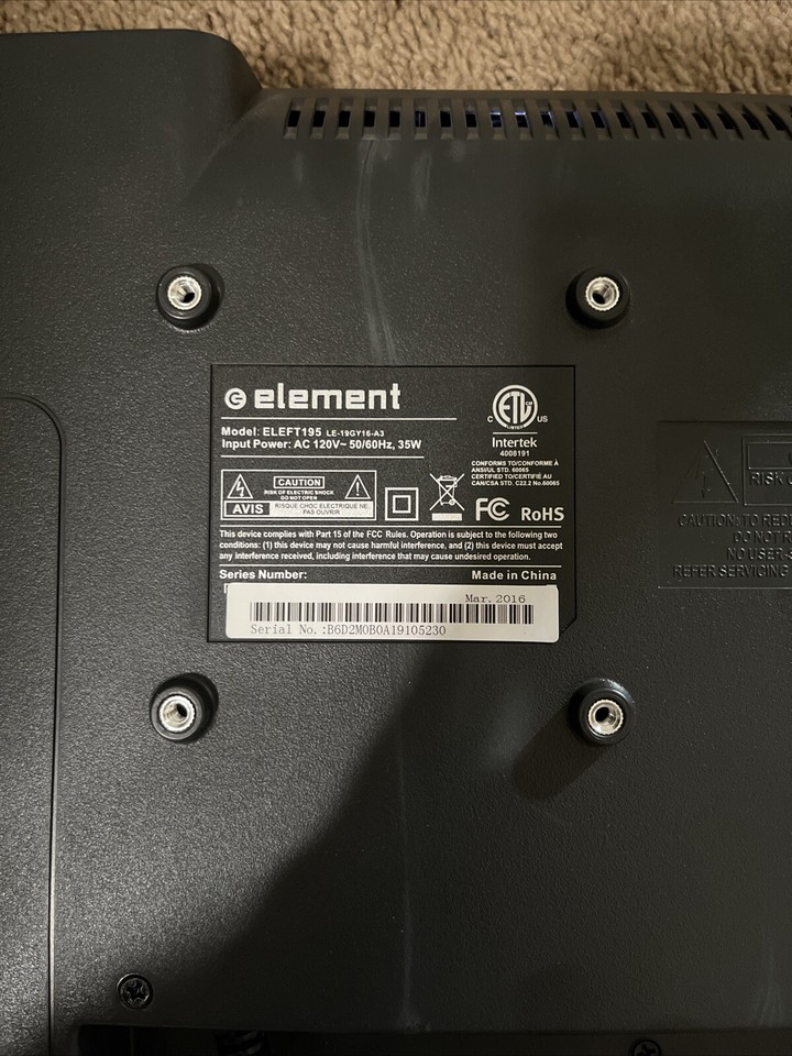 Element 19" Flat Screen TV Model ELEFT195 | eBay