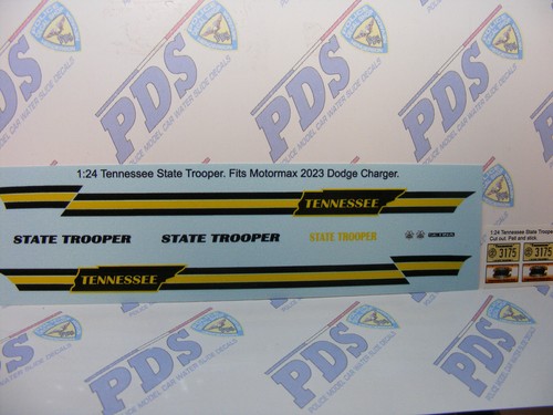 Tennessee State Trooper 1:24 Water slide Decals Fit Motormax 2023 Dodge ...