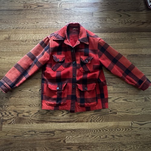 Vtg Filson? Buffalo Red Plaid Mackinaw Cruiser Wool Coat Men's Large ...