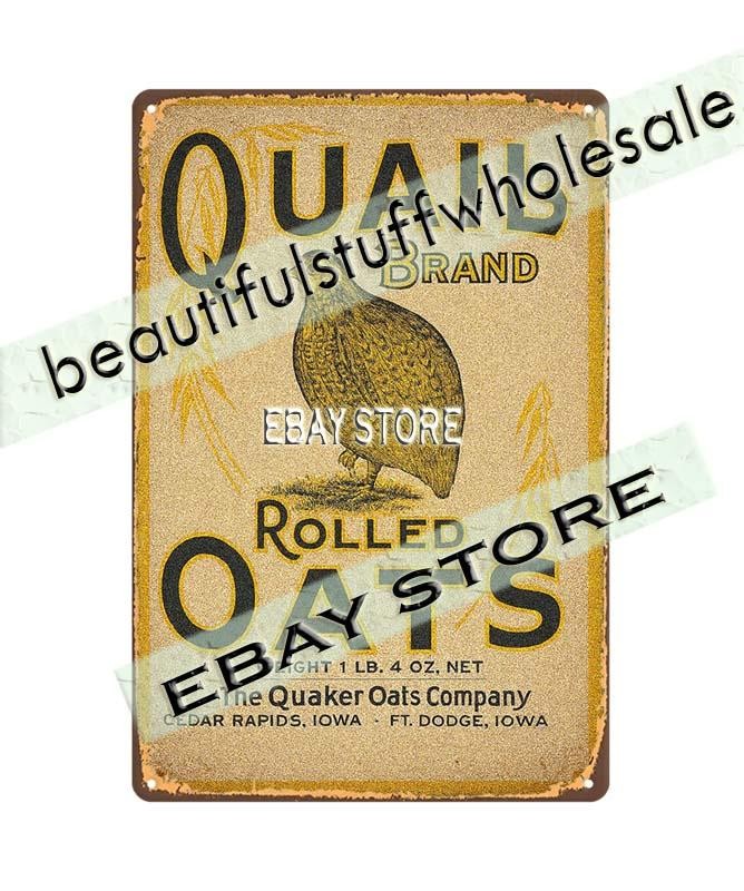 QUAIL BRAND ROLLED OATS oatmeal breakfast food tin sign | eBay