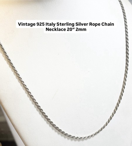 Vintage Sterling Silver 925 Italy Rope Chain Necklace 20” 2mm | eBay