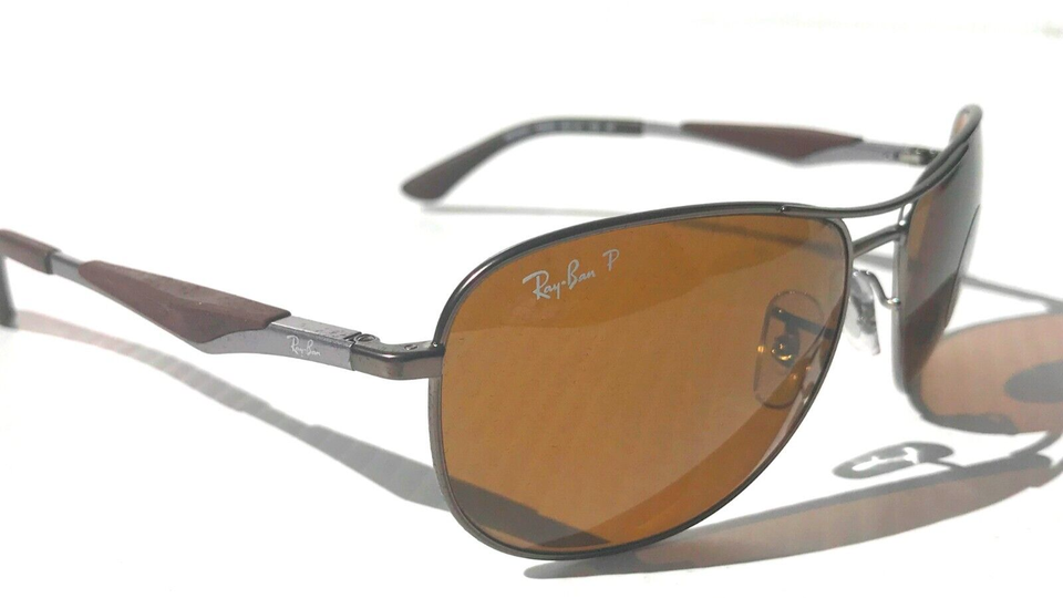 NEW Ray Ban 59mm Matte Gunmetal POLARIZED Brown Lens Sunglass RB3519 ...
