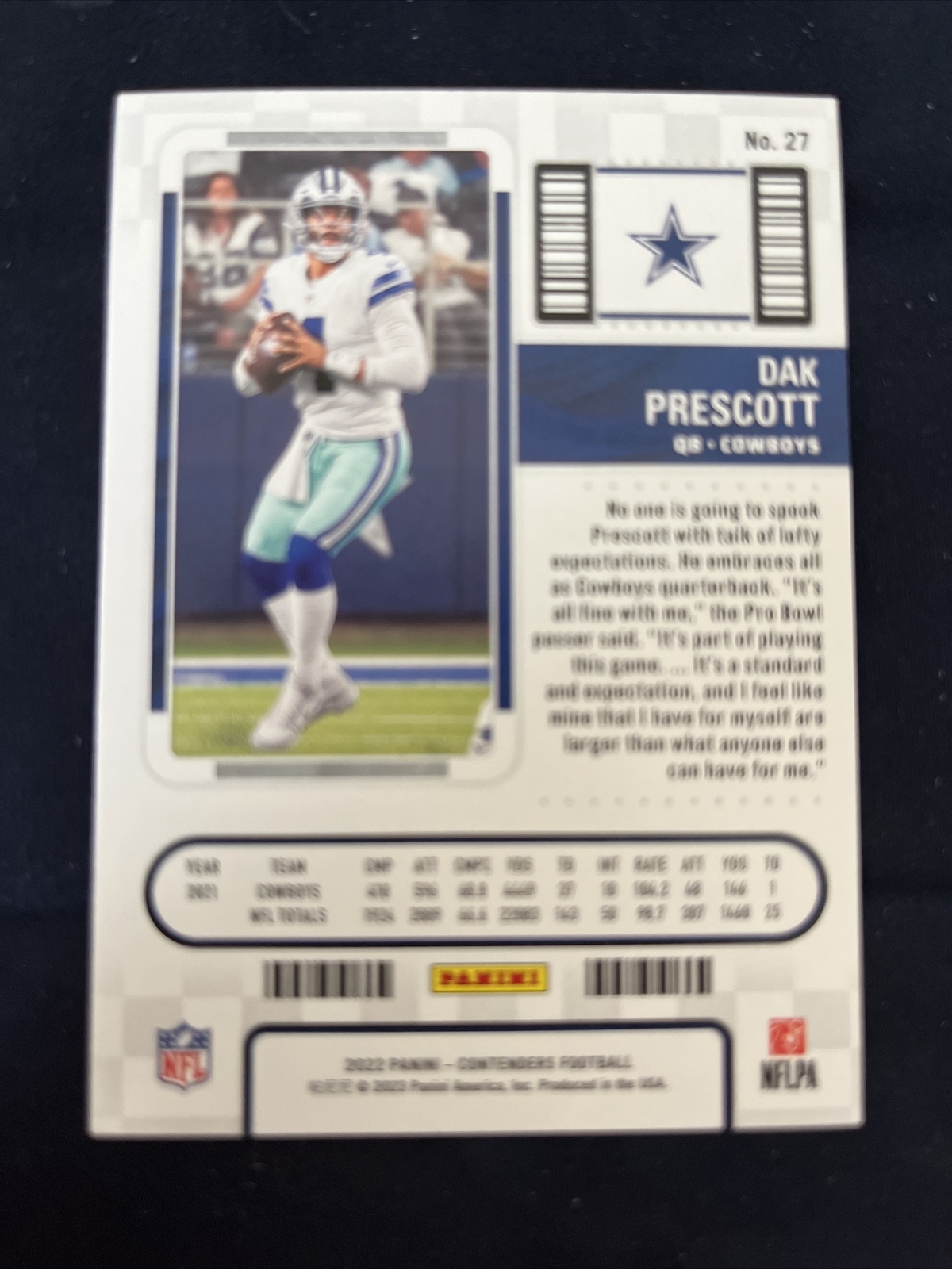 2022 Panini Contenders - Season Ticket #27 Dak Prescott | eBay