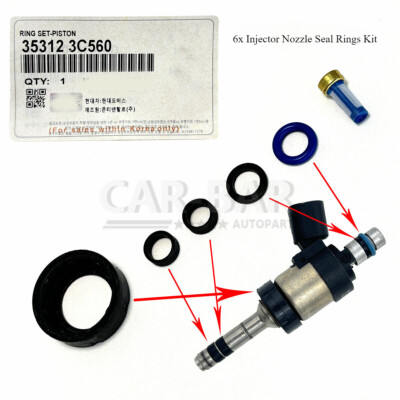 6x Fuel Injectors Seal Kit fits for Hyundai Azera Santa Fe Genesis Kia ...