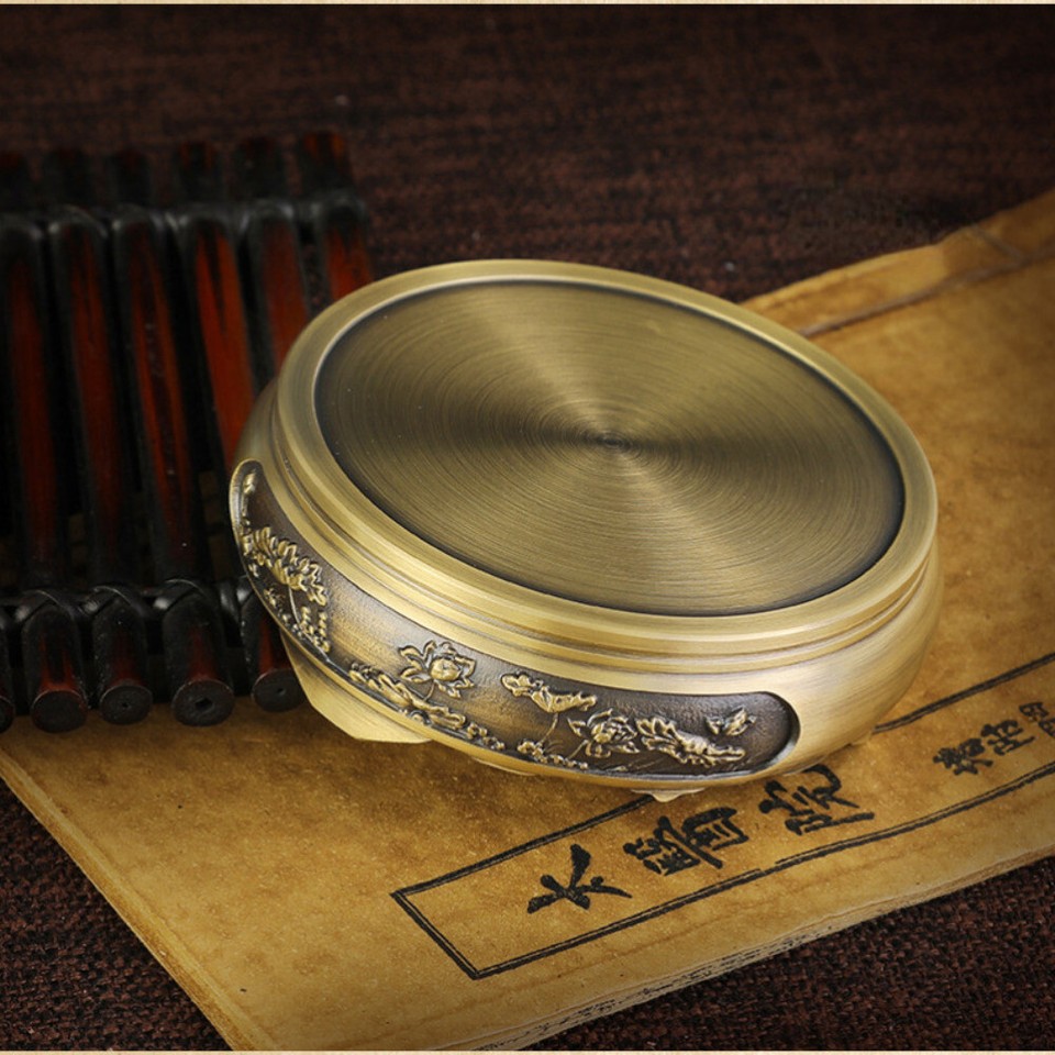 Brass Copper Display Stand Pedestal Carving Round Base Vase Pot Statue ...