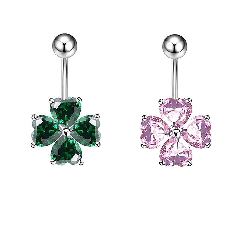 Four Leaf Clover Navel Ring Ornament Belly Button Piercing Pendant Body ...
