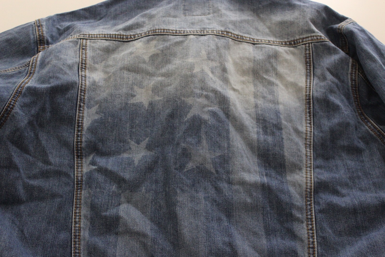 Roper Western Denim Jacket Coat USA Flag Large L - Gem