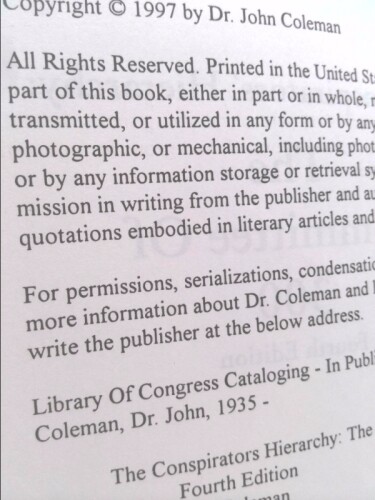 The Conspirators Hierarchy : The Committee Of 300 by John Coleman (1997 ...