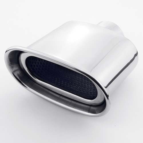Oval Exhaust Tip Resonated 4" X 6.6" OD Outlet 2.25" ID Inlet Slant Cut ...