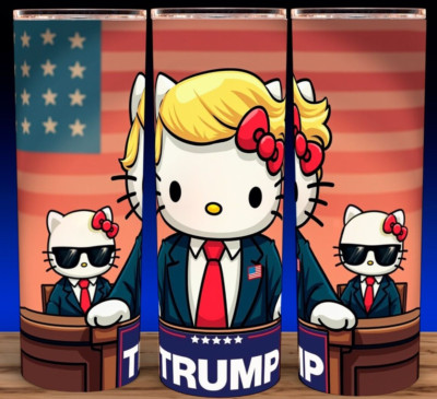 Hello Kitty Trump 2025 President with Secret Service Kitty Cup Mug ...