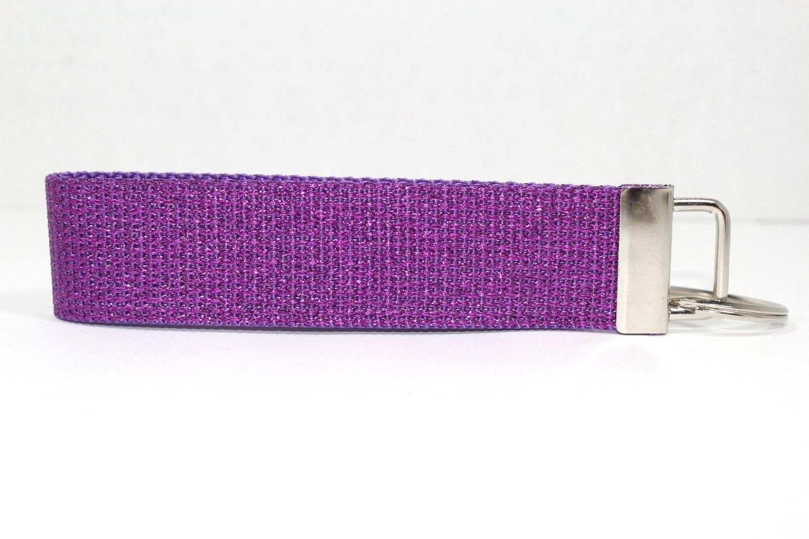 PURPLE METALLIC HANDMADE KEY CHAIN RING FOB HOLDER STRAP LANYARD ...