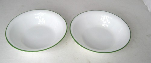 Corelle Corning SHADOW IRIS Set of 2 Soup Cereal Bowls 7 1/4" Green Rim ...
