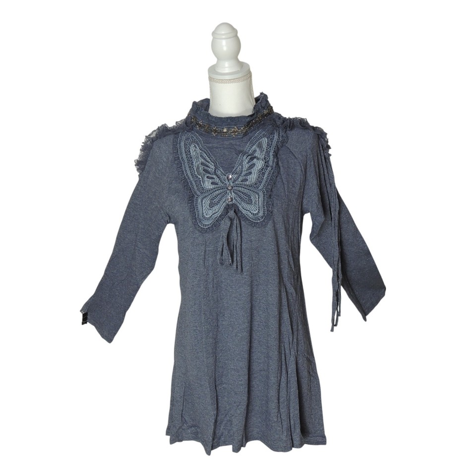 Pretty Angel Long Sleeve Butterfly Tunic With Lace Beaded Accents S, M ...