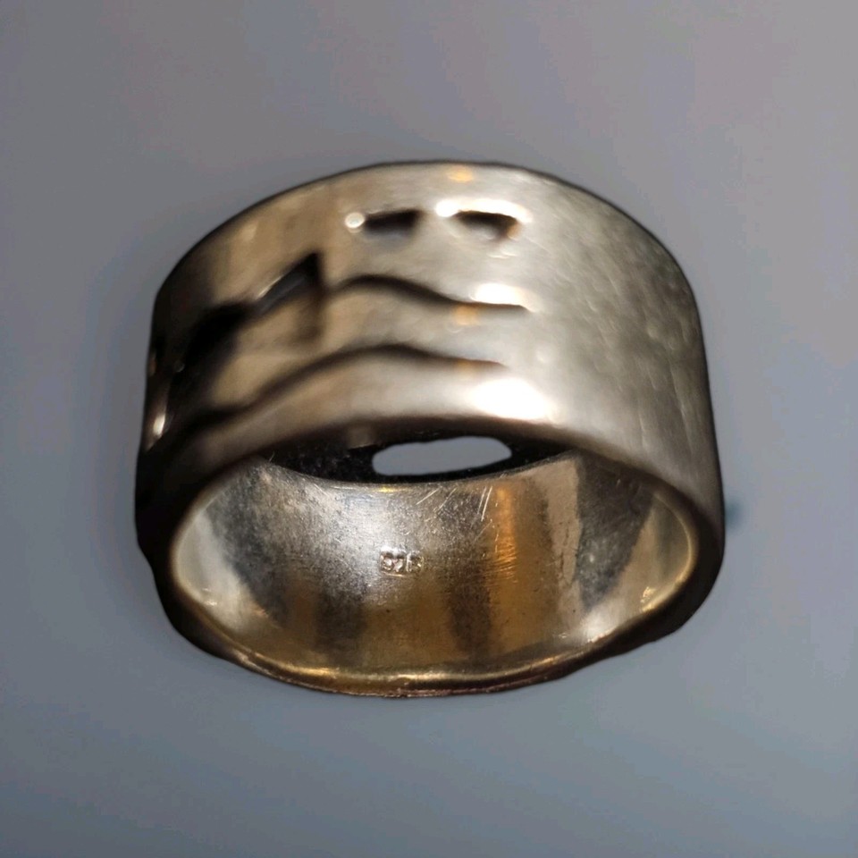 Modern Sterling Silver Art Deco Fish Wave/dots/points Band Sz 7.75 #S39 ...