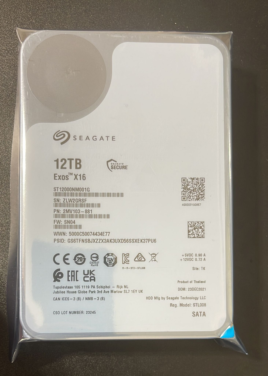 ST12000NM001G Seagate Exos X16 12TB 7200RPM SATA 6Gb/s 3.5" Enterprise ...
