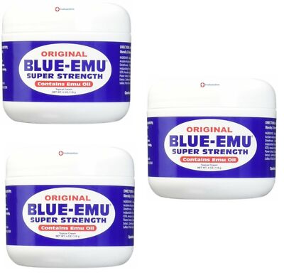 BLUE-EMU Original Super Strength Emu Oil Topical Cream 4 Oz X 3 Packs ...