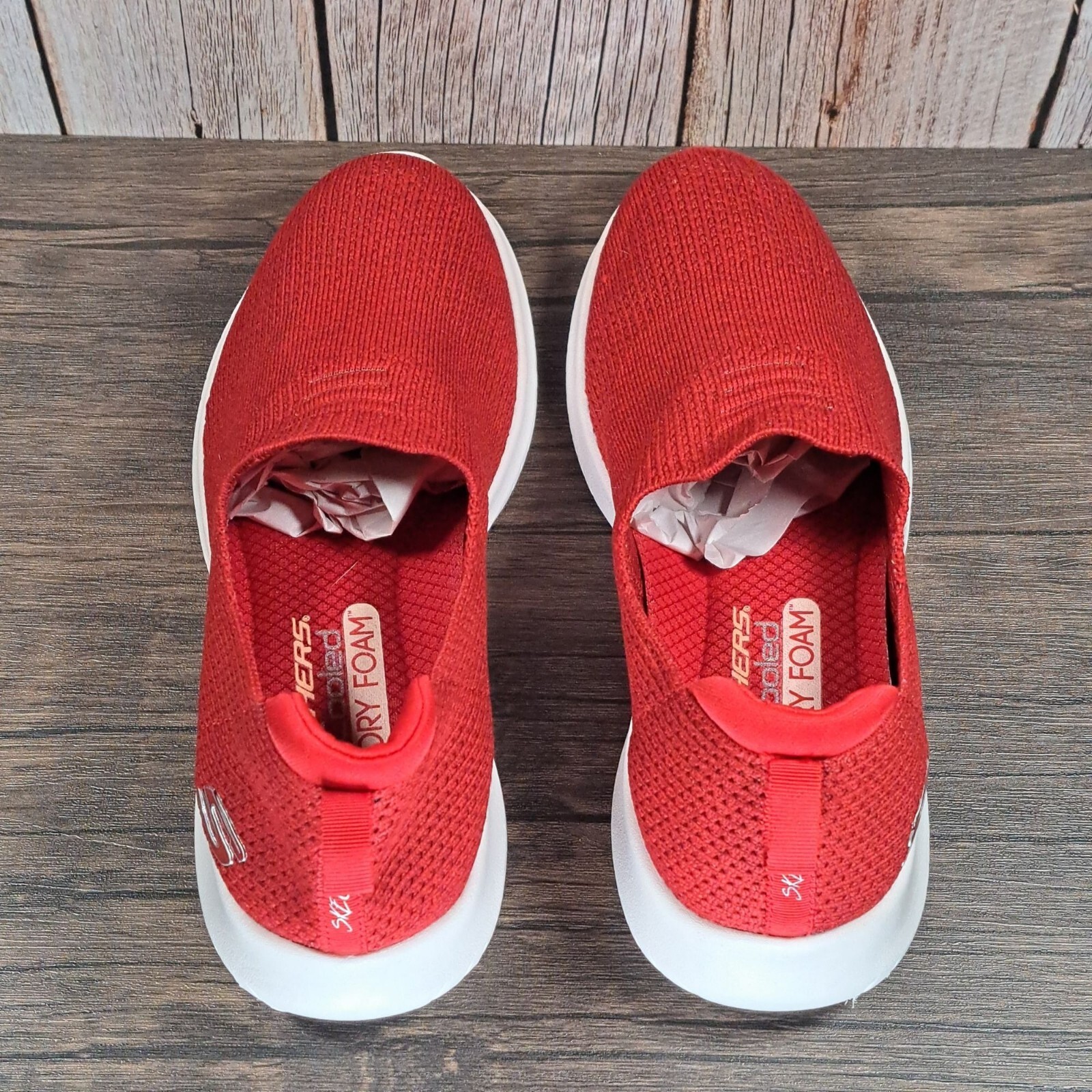 RARE Skechers Ultra Flex Harmonious Red Knit Slip on Walking Sneaker Women's 7 | eBay