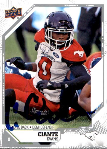 Ciante Evans Signed 2019 Upper Deck CFL Football card Calgary ...