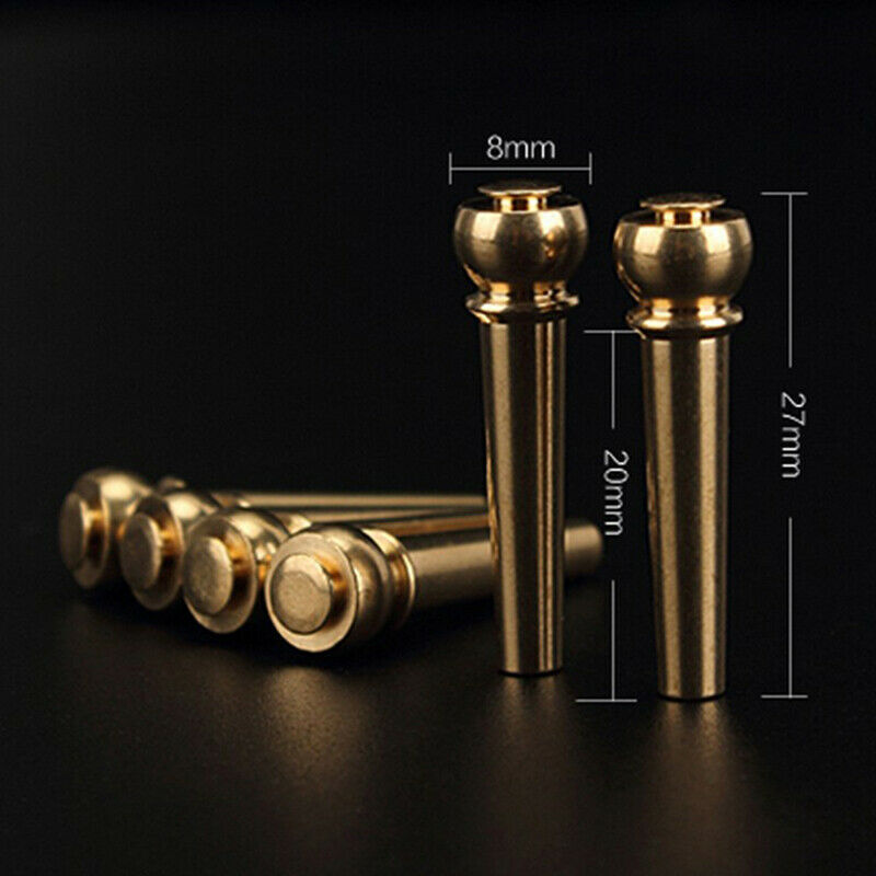 6Pack Acoustic Guitar Brass Bridge Pins Cone String Dot Solid Nail w ...