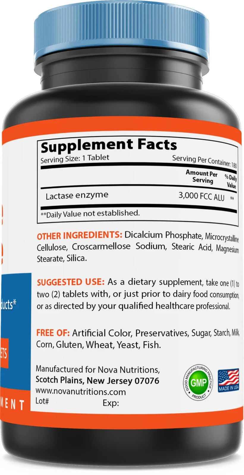 Nova Nutritions Lactase Enzyme 3000 FCC ALU 180 Tablets | eBay