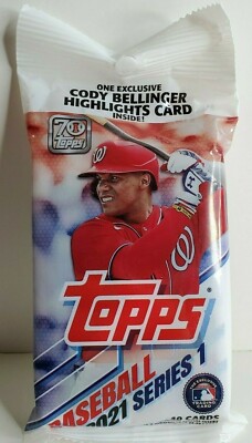 NEW! 2021 TOPPS Baseball Series 1 MLB Cello FAT PACK of 40 Cards! SHIPS ...