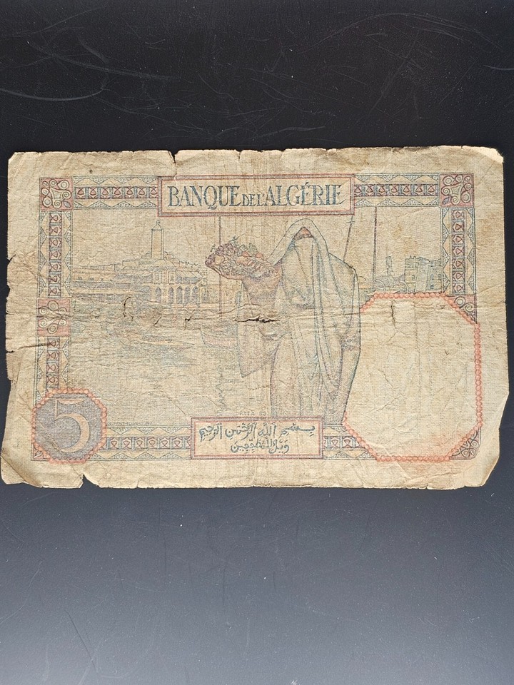 1939 5 Francs Banque de L'Algerie (Algeria) P-77a | eBay