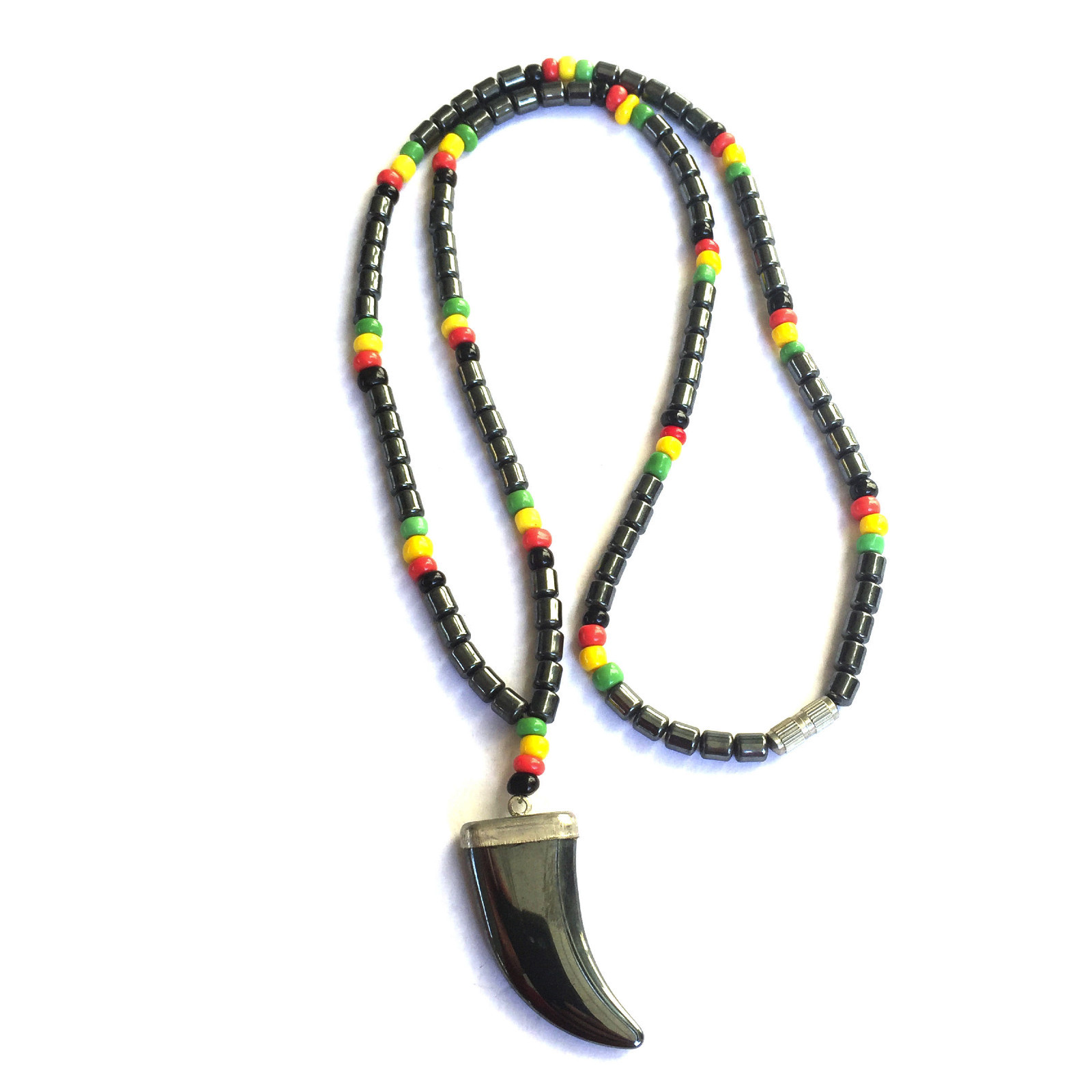 Hematite Necklace Pendent Rastafari Jah Love Rasta Jamaica Reggae Bob ...