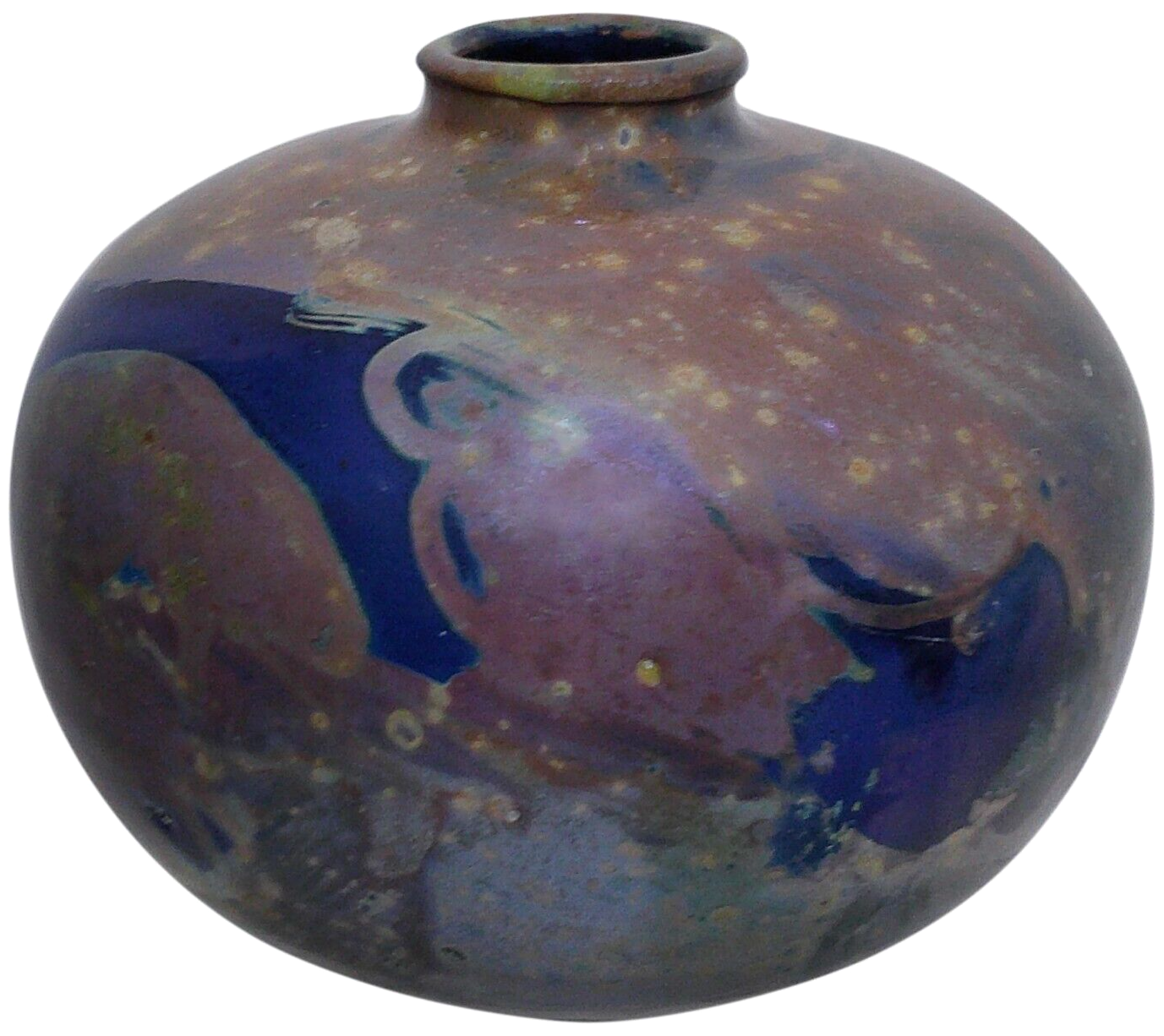 MID-20TH C VINT SGND MODERNIST WHL-THRWN, HND DEC W/VARIEGATED GLAZE SM ...