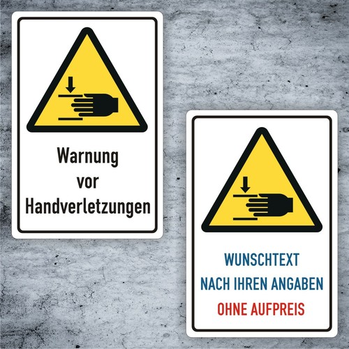 Schild Warnung vor Handverletzungen Kombischild ASR A1.3 DIN EN ISO ...
