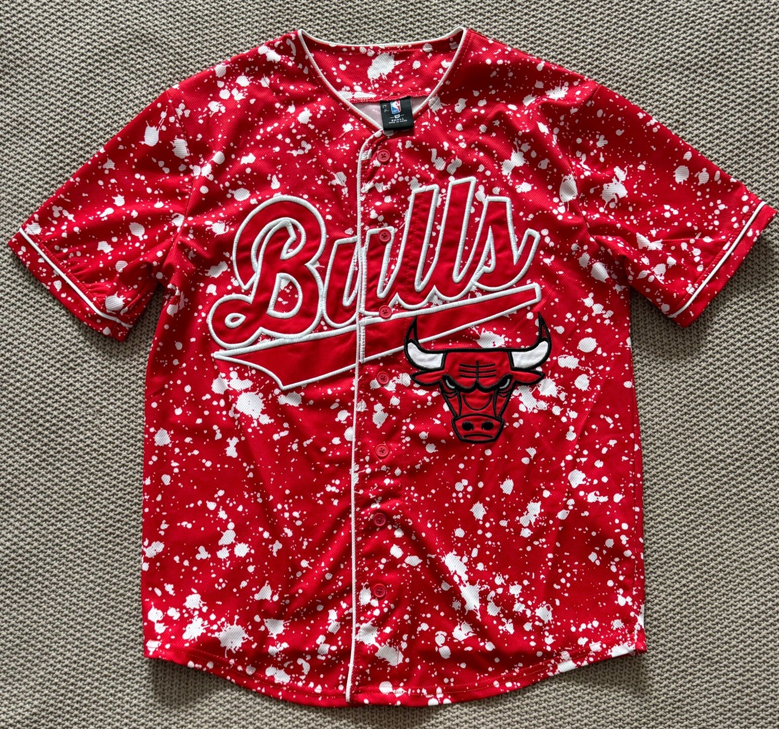 NBA Men’s Basketball Jersey Chicago Bulls Paint Splatter Button Down ...