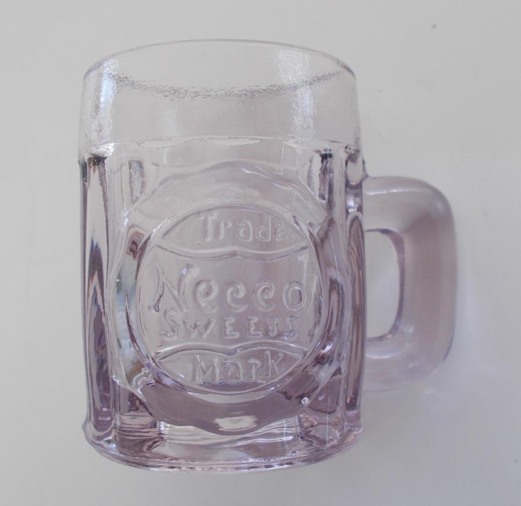 Vintage Necco Sweets 2 1/8" Purple Glass Advertising Mini Mug Toothpick ...