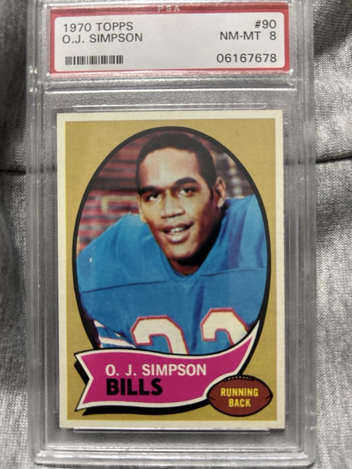 OJ Simpson 1970 Topps RC PSA 8 #90 Rookie NFL Buffalo Bills USC Heisman ...