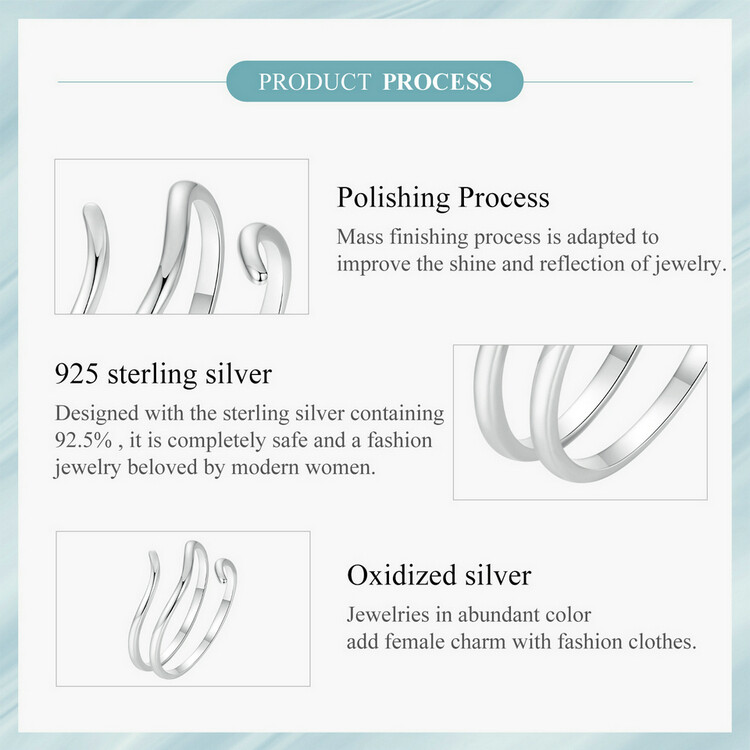 Bamoer Elegant 925 Silver Multi-layered Open Ring Fashion Women Gifts Jewelry | eBay