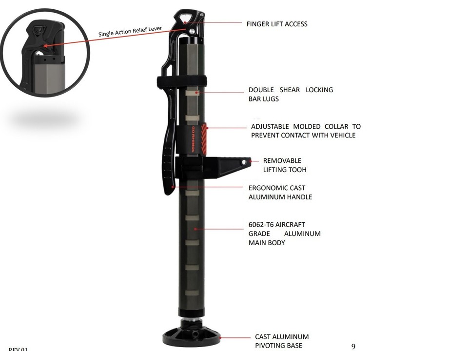 Go Rhino XG-RJ50010B EL Gato EG1 Hydraulic Recovery Off Road Jack 27.5 ...