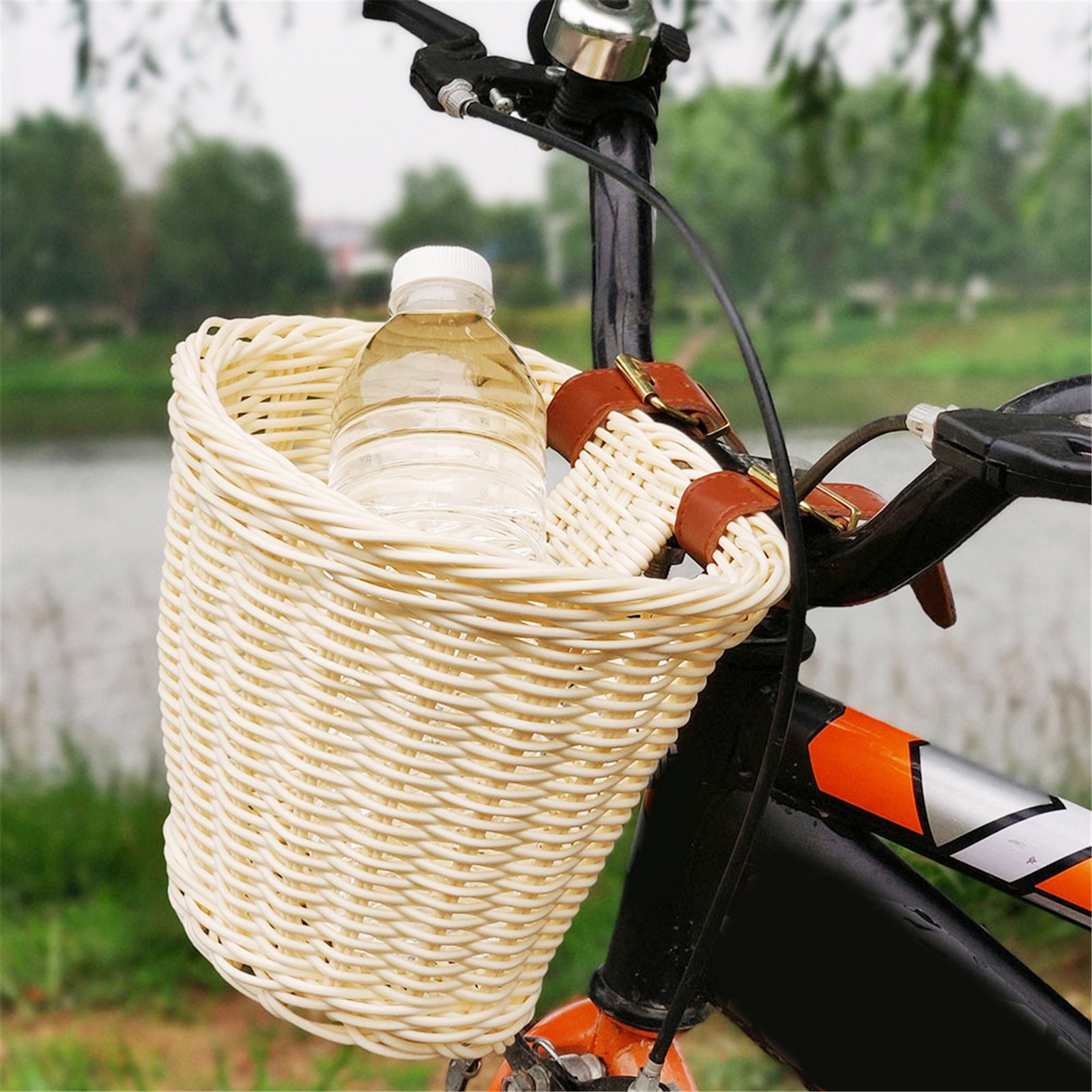 1Pc Woven Wicker Front Handlebar Bike Basket for Small Bicycles 4 ...