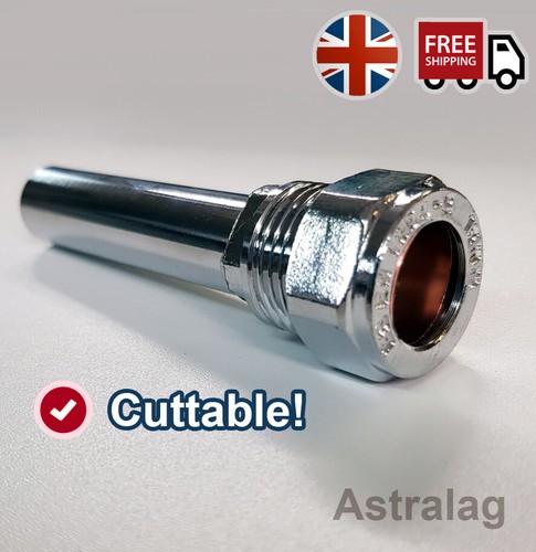 60mm Chrome Radiator Valve Extension Tail - 1/2" TRV (Can be cut down ...