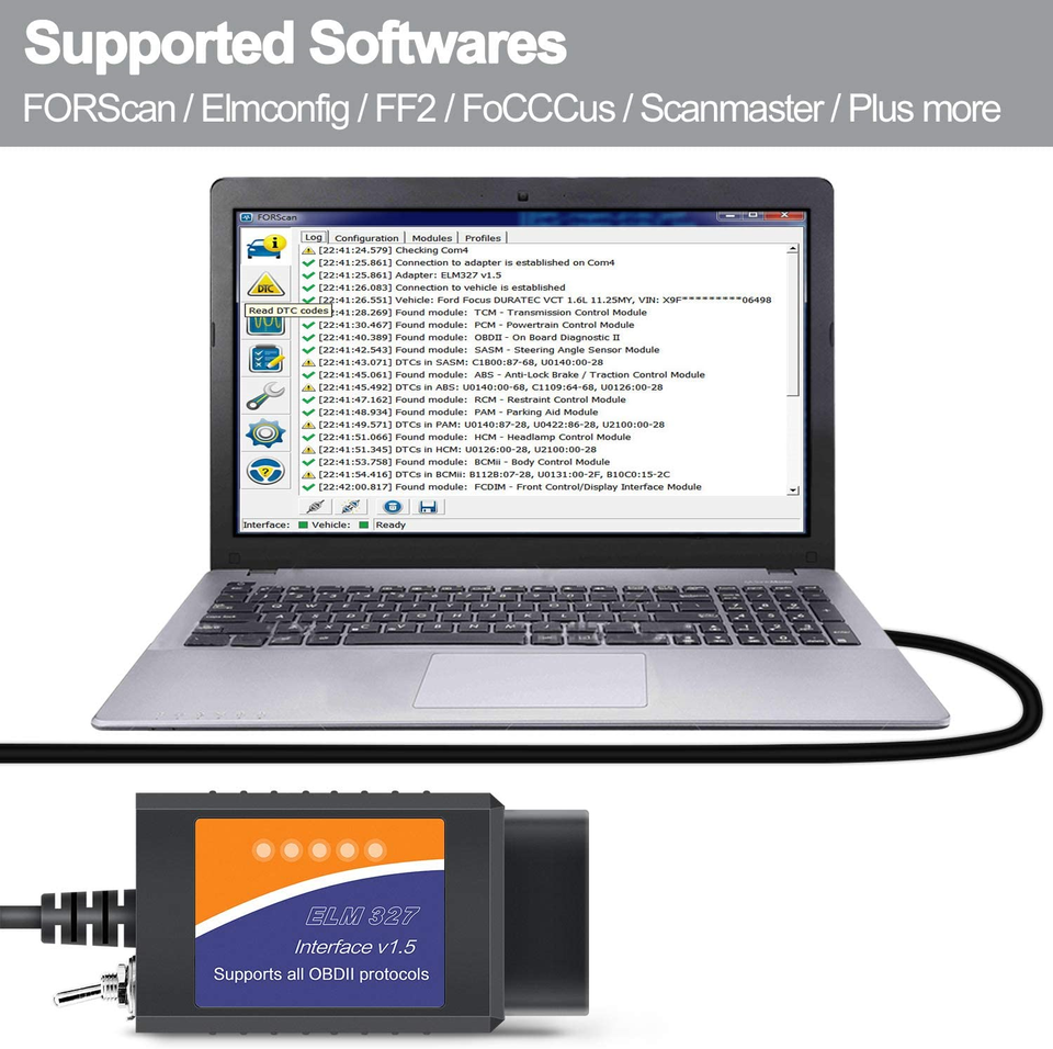 ELM327 OBD2 Scanner Ford USB Scan Tool FORScan OBD2 Adapter ELMconfig ...
