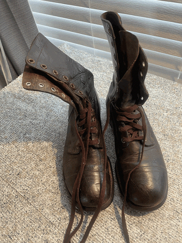 Korean War US Army Paratrooper Brown Boots SZ 9 1/2 W Leather Light ...