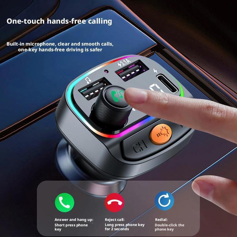 Car Bluetooth Player with Dual USB Charger and Colorful Atmosphere ...