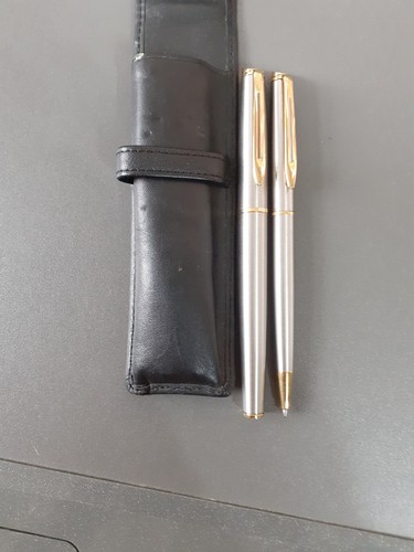 VINTAGE WATERMAN FOUNTAIN PEN & BALLPOINT PEN IN LEATHER CASE,MADE IN ...