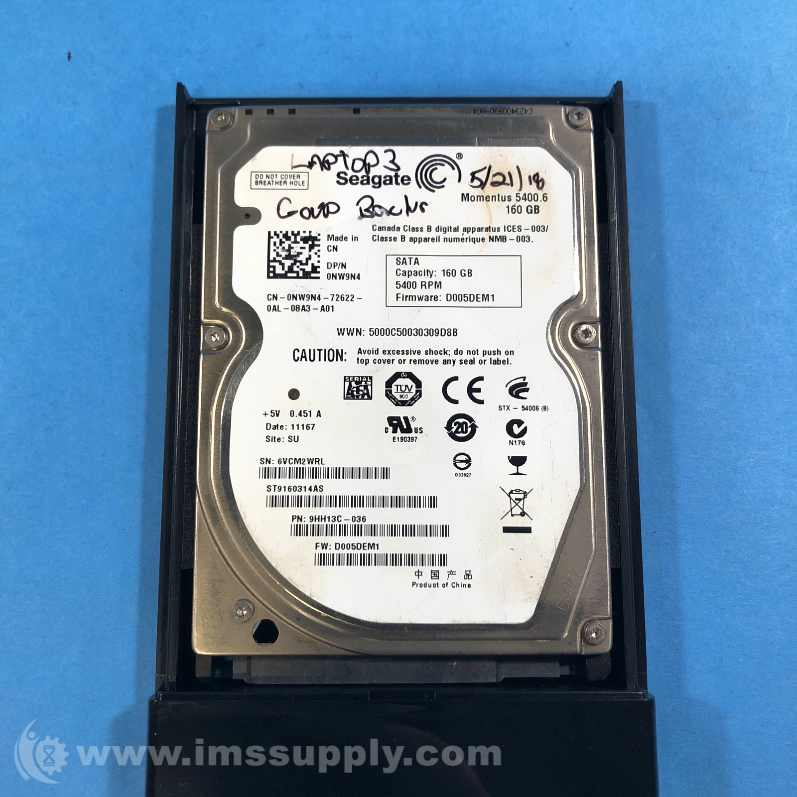 Seagate ST9160314AS SATA 9HH13C-036 160GB 8MB 2.5" Wiped Formatted ...